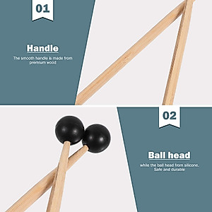 1 Pair Rubber Xylophone Mallet Percussion with Wood Handle Mallets Percussion Sticks Rubber Mallets Sticks with Wood Handle