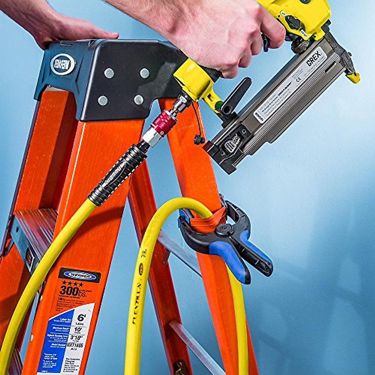 Medium Spring Clamps (Pair) – Easy Squeeze Bandy Clamps Woodworking for Thinner Stock, & Delicate Moldings – One-Handed Operation Medium Clamps – Easy to Grip Nylon Hand Clamps w/Fiberglass