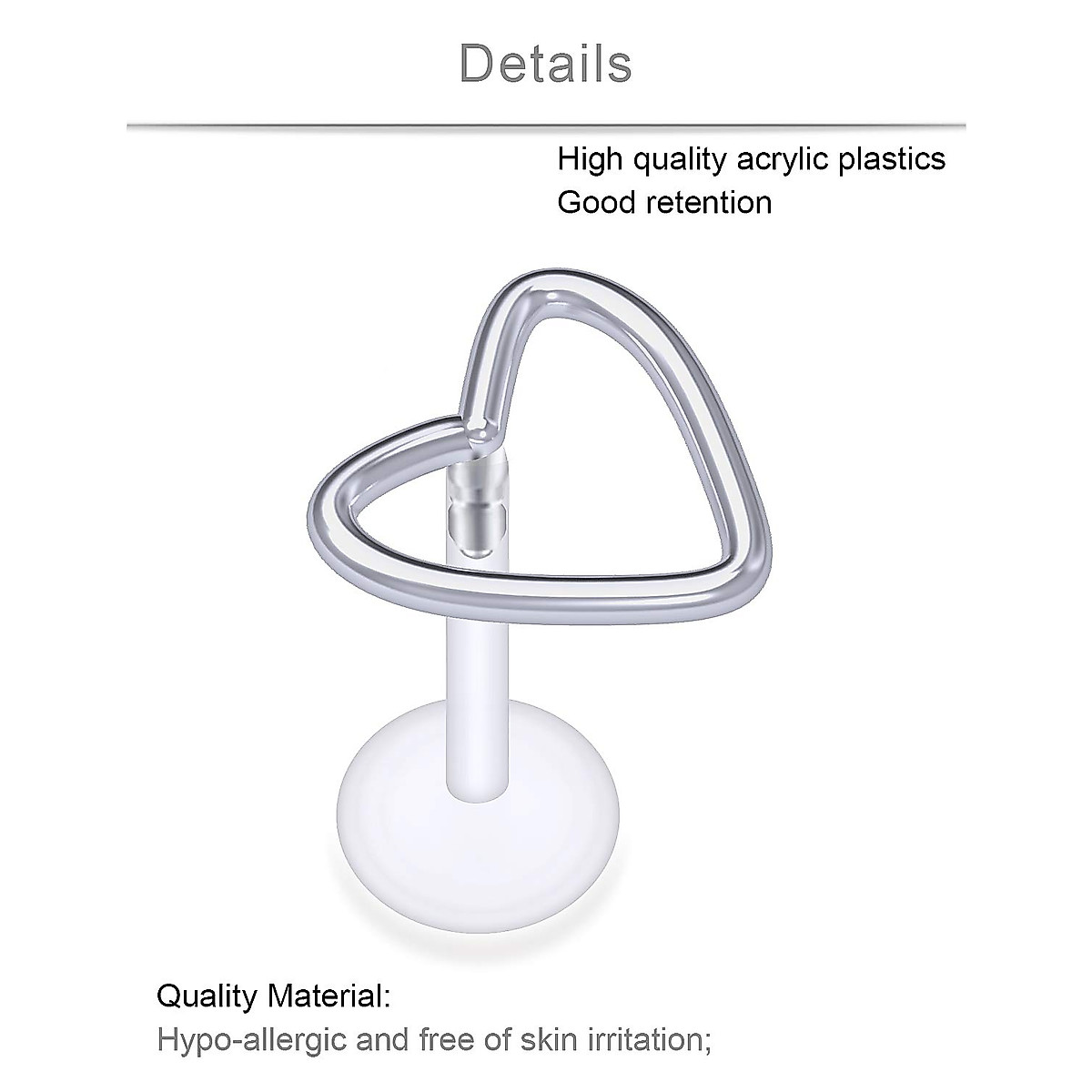 SCERRING 16g Lip Rings Clear Acrylic Flexible Labret Monroe Lip Rings Nail Tragus Helix Earrings Studs Ring Medusa Piercing Jewelry Retainer 8mm 16PCS