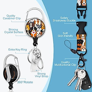 Immaturus Puppy Dogs Lanyards for Id Badges, Cute ID Badge Holder with Breakaway Lanyard, Lanyards for women with Badge Reel Retractable Heavy Duty, Animal ID Card Holder Teacher Doctor Office Gift