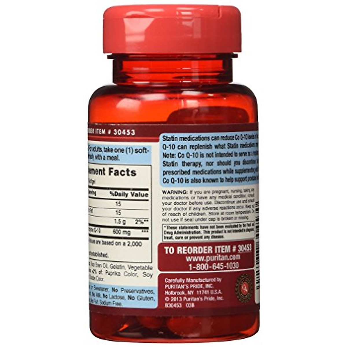 Puritan's Pride Q-Sorb CO Q-10 600 mg-30 Softgels