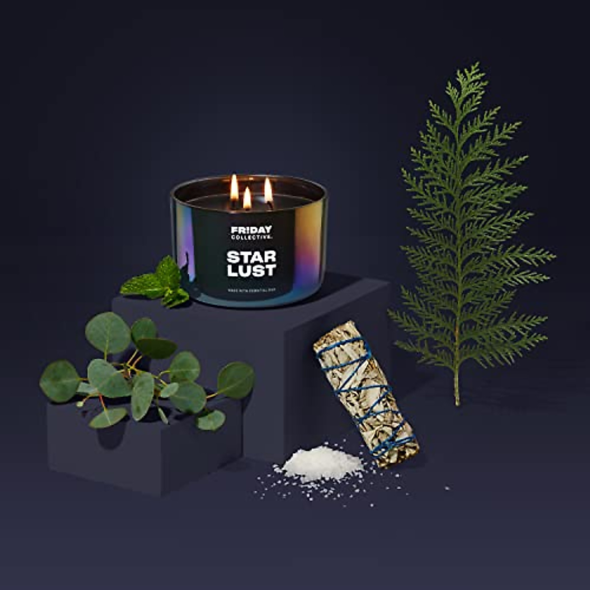 Friday Collective Star Lust Candle, Fresh & Clean Scented, Made with Essential Oils, 3 Wicks, 13.5 oz