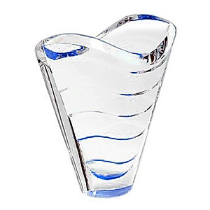 Baccarat Crystal Wave Vase Blue 9 Inches Tall