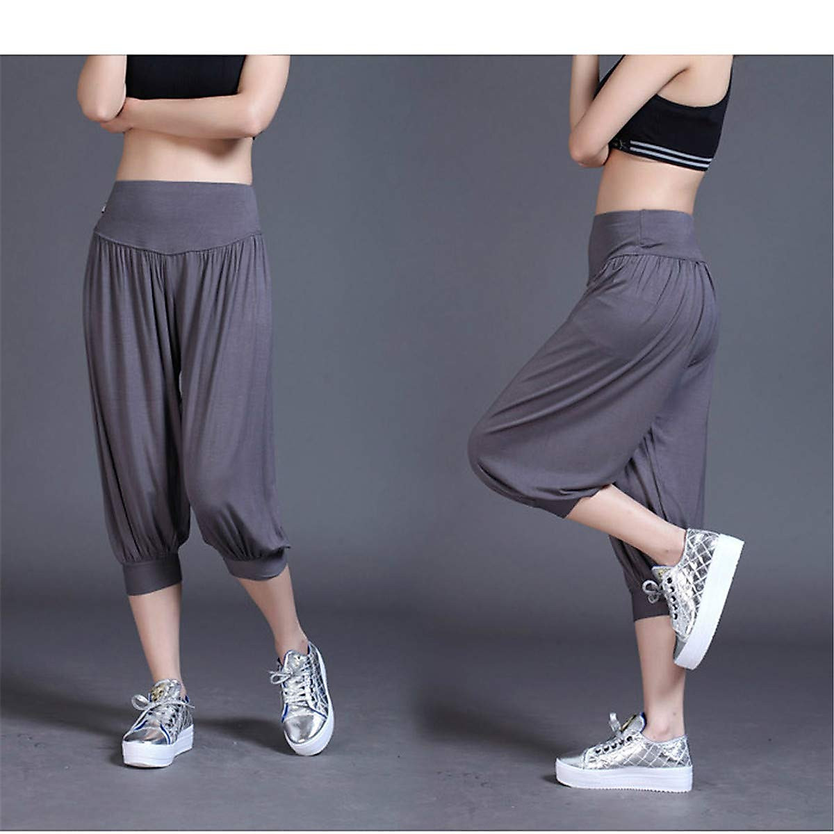 LKXHarleya Women Modal Harem Yoga Pants Loose Casual Fold Over Pilates Capri Pants Yoga Pants