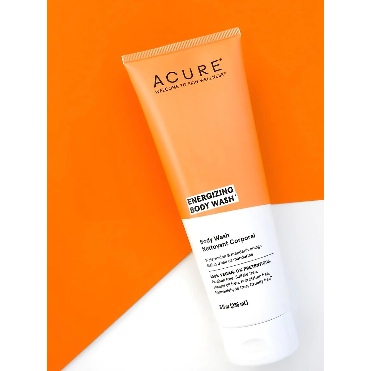 Acure Energizing Body Wash | 100% Vegan | With Watermelon Seed Oil, Mandarin Orange, Argan Oil and Aloe Vera - 8 oz