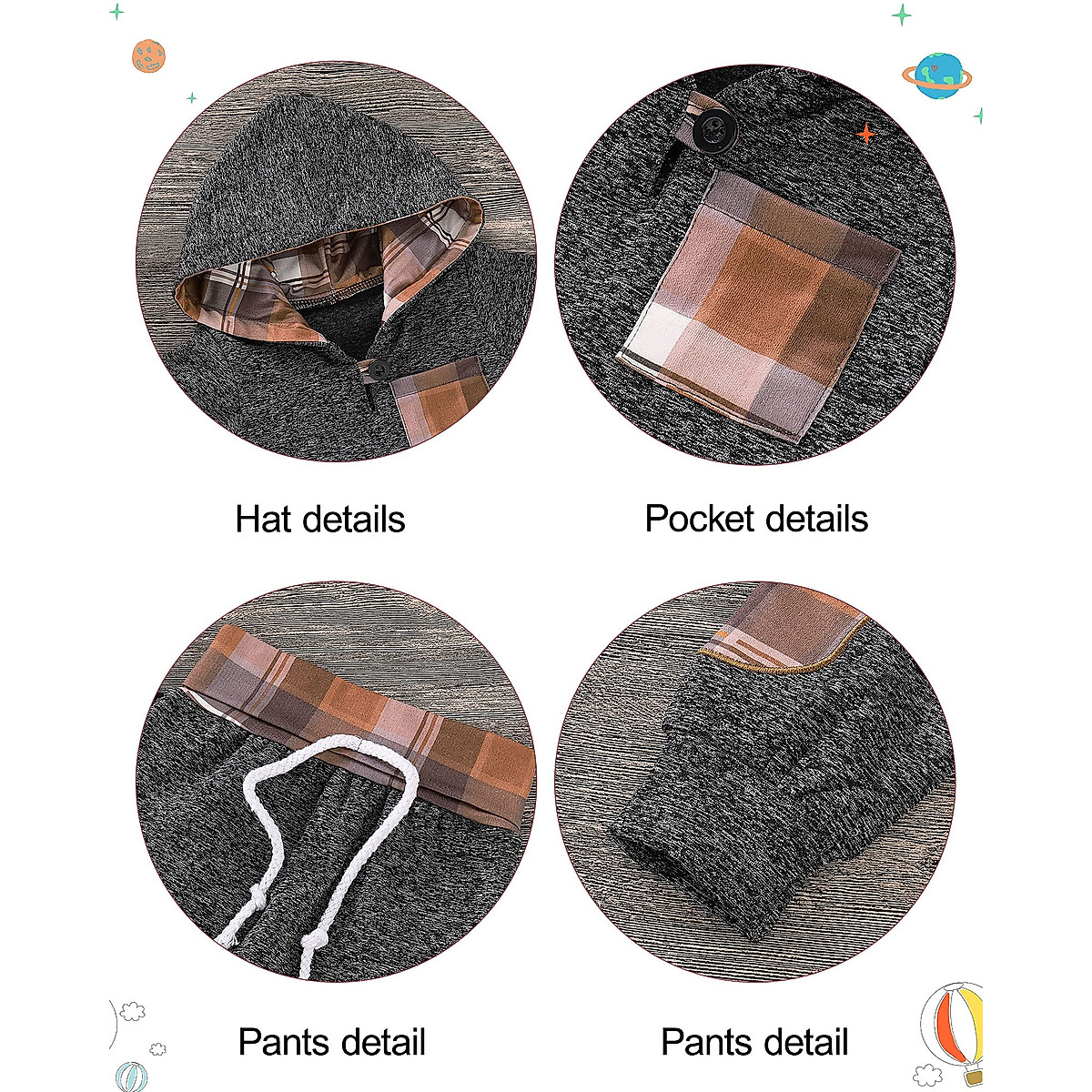 SANMIO Infant Toddler Baby Boys Girls Clothes Hoodie Outfit Classic Plaid Sweatshirt +Pants Clothes Set Kids