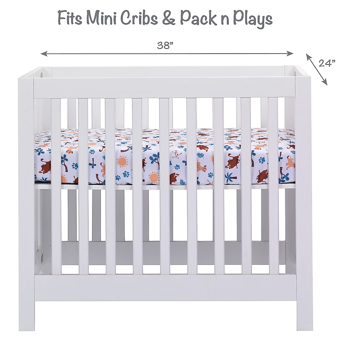 Lambs & Ivy (LAMCR) Lion King Adventure Fitted Mini Crib Sheet, White (790006M)