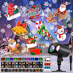 Christmas Outdoor Reflectors Nativity Projector Light Ocean Wave Projector 2in1 3D LED 18 HD Slides Window Wonderland Projector House Xmas Indoor Holiday Party Projection Lights All Seasons