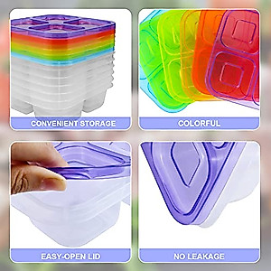 Bercoor Set of 6 Bento Snack Boxes, Meal Prep Container, 4 Compartments Leakproof Food Prep Containers for School, Work and Picnic