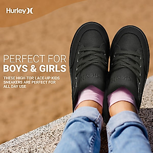 Hurley Roddy Kids High Top Skateboard Sneakers, Black Sports Shoes for Boys and Girls, Sneakers for Toddlers and Children