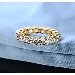 Gemsme 18K Yellow Gold Filled Cubic Zirconia Eternity Band Ring for Women (10)