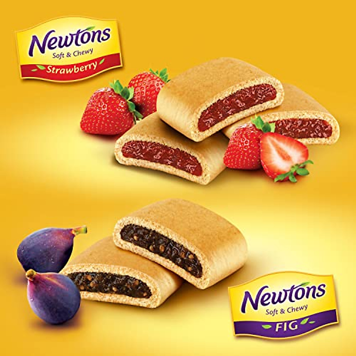 Newtons Soft & Chewy Cookies Variety Pack, Newtons Fig Cookies and Strawberry Cookies, 4 Packs