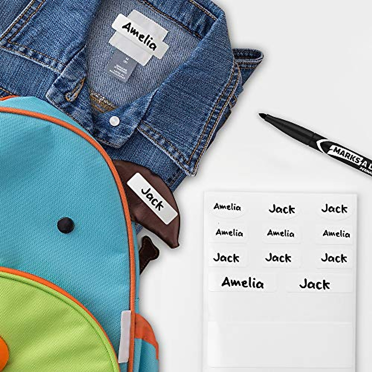 AVERY No-Iron Kids Clothing Labels, Washer & Dryer Safe, Assorted Shapes & Sizes, (2-Pack) 90 Labels (40700) & 0.75 x 1.75 Inches Durable Labels for Kids Gear, Assorted, Pack of 60 (41442)