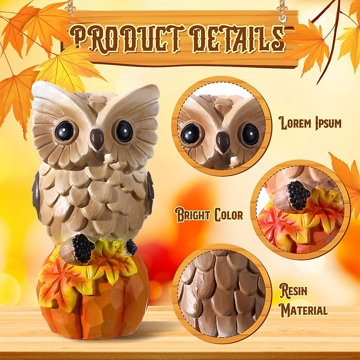 Moucuny Owl Fall Decor Resin Thanksgiving Owl Decor Fall Pumpkin Owl Table Centerpieces Thanksgiving Table Decor Country Style Thanksgiving Owl on Pumpkin Autumns Fall Home Garden Holiday Decor