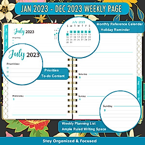 2023 Planner - Planner/Calendar 2023, Jan.2023 - Dec.2023, 2023 Planner Weekly & Monthly with Tabs, 6.3" x 8.4", Hardcover + Back Pocket + Twin-Wire Binding, Daily Organizer - Colorful Floral