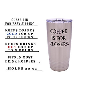 Rogue River Tactical Large Funny Realtor Real Estate Sales Coffee is For Closers 20 Ounce Travel Tumbler Mug Cup w/Lid Gift Salesperson Associate