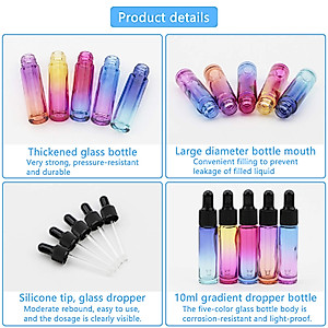 Newzoll 10Pcs Dropper Bottles Set, 10ml (1/3 oz) Gradient Glass Dropper Bottle with 5ml Tapered Plastic Droppers, Essential Oils Perfume Reusable Bottles Vial