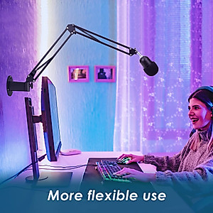 YOUSHARES Razer Seiren Mini Boom Arm Mic Stand with Pop Filter, Mic Wall Mount and Heavy Duty Table Mount Clamp for Razer Seiren Mini Streaming Microphone
