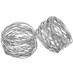 Kaizen Casa Handmade Round Mesh Napkin Rings Holder for Dinning Table Parties Everyday (Silver, 12)