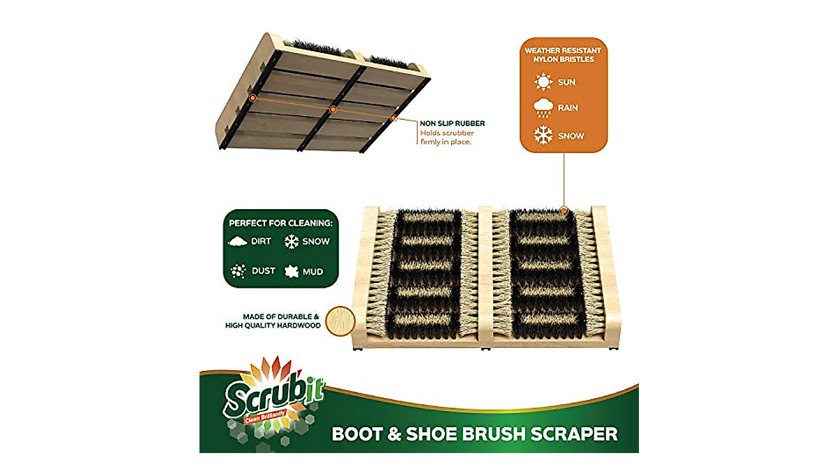 SCRUBIT Boot Scraper Brush - Durable All-Weather Door Mat for Shoe Cleaning