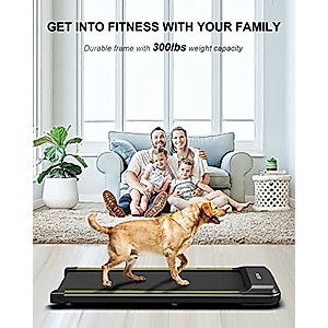 AKSO Walking Pad Under-Desk Treadmill, 300lbs Capacity, Quiet 3.8mph, LED Display Remote Control &APP, Portable Mini Desk Treadmill for Home Office Small Apartment