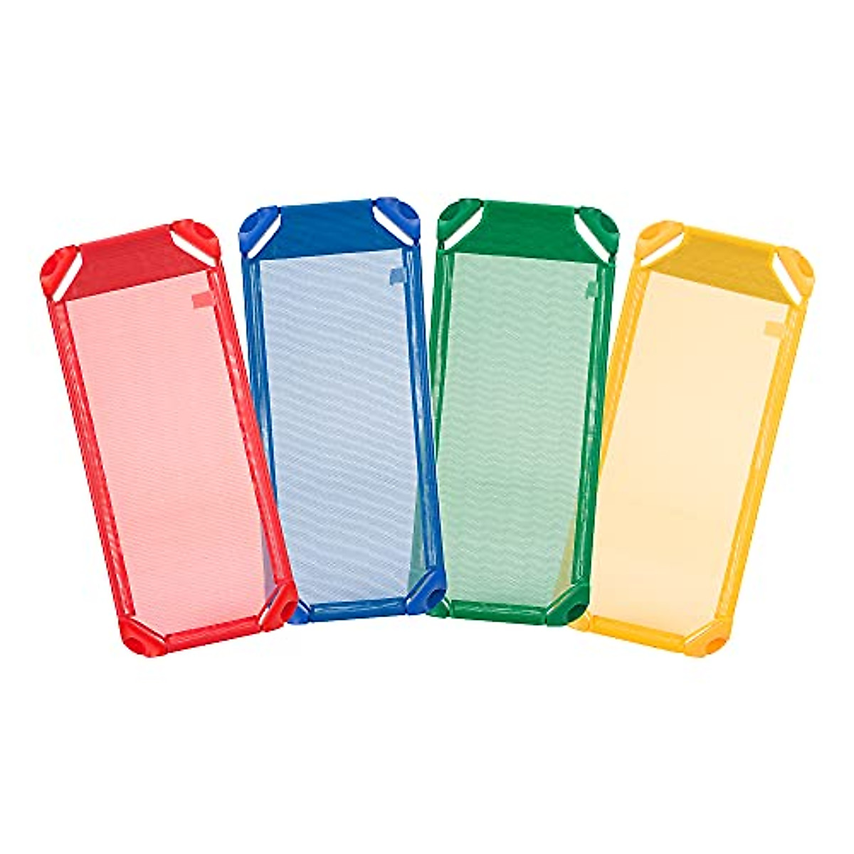 Sprogs Deluxe Heavy-Duty Childrens Standard 52"L Stackable Daycare Cot with Easy Lift Corners Cots for Preschool Kids Sleeping, Resting, and Naptime, SPG-16138-AS, Blue, Green, Red, Yellow (Pack of 4)