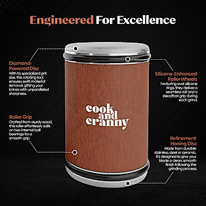 Rolling Knife Sharpener Professional Diamond Knife Sharpener Roller - Magnetic Angle Technology with 15, 20 Degrees - Rolling Knife Sharpening Tool for Any Steel Hardness - cook and cranny