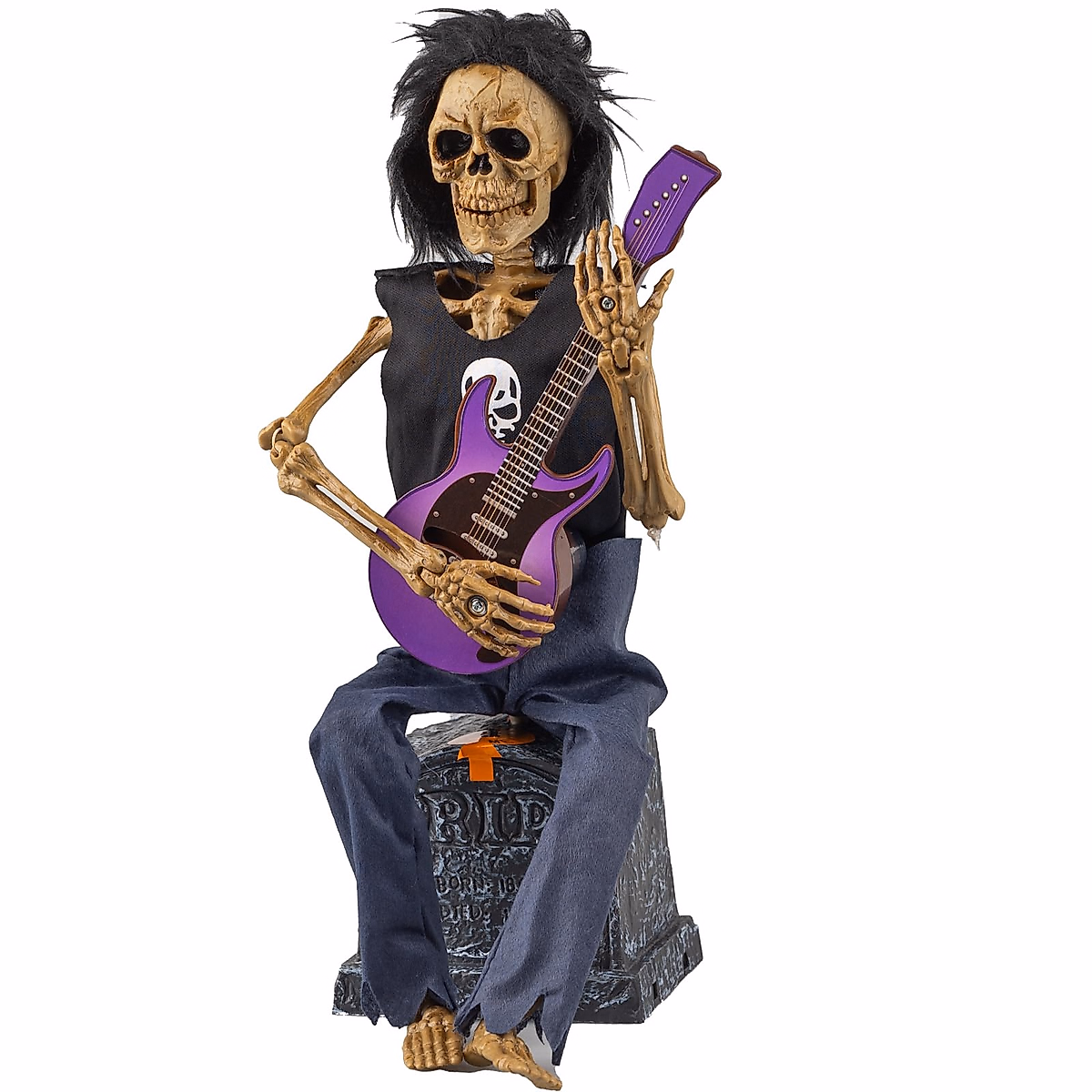 MXwcy Funny Animated Skeleton, Animated Black Crazy Rock Star Skeleton, Halloween Fall Interior Decorative Ornament, Halloween Haunted House Decoration Setting
