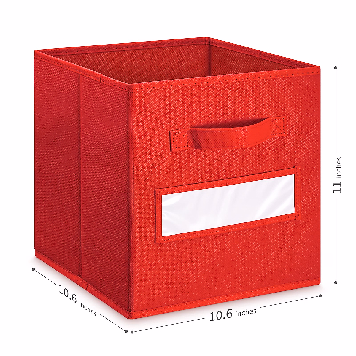artsdi 11 Inch Storage Cube,Storage bin,cube storage (Set of 10) Foldable Fabric Cube Storage Bins with 10 Labels Window Cards & a Pen,Baskets Containers for Shelves,Closet Organizers Box,Red