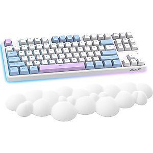 Gaming Keyboard Wrist Rest Pad,Memory Foam Keyboard Palm Rest, Ergonomic Hand Rest for Computer Keyboard,Laptop,Mac,Lightweight for Easy Typing Pain Relief-White