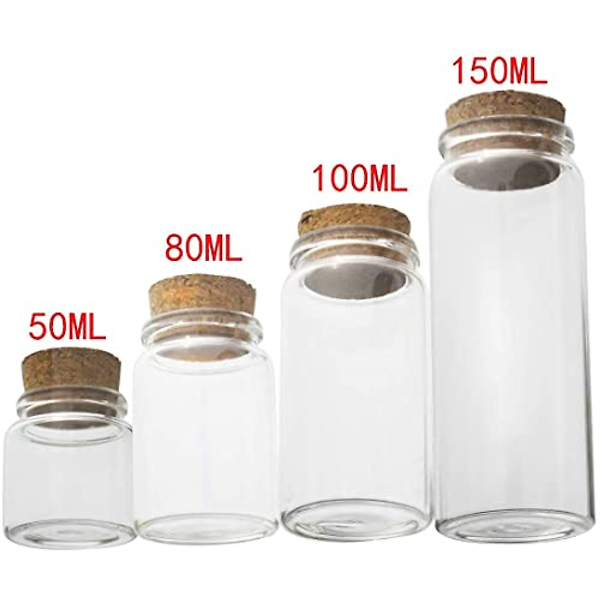 ELYSAID 2pcs Empty Clear Glass Bottles Vials with Cork Stopper Storage Jars 47mm Bottle Diameter (47x120x33mm 150ml)
