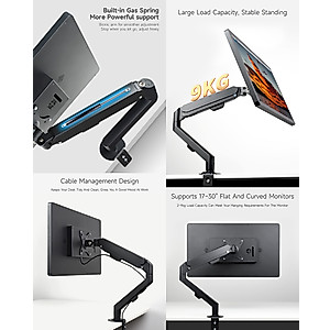 Waveshare Gas Spring Monitor Arm for 17~30 Inch Display Monitor, Height Adjustment, Supports Multi-Angle Rotation and Expansion