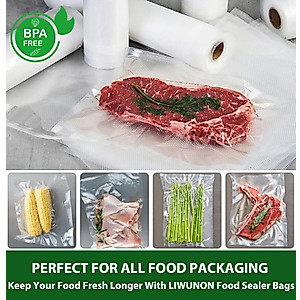 Multi-layer Vacuum Sealer Bags Rolls, LIWUNON 6 Pack 11" x 20' x3 Rolls and 8" x 20' x3 Rolls Commercial Grade Bag Rolls, Compatible with All Kinds of Vacuum Sealers