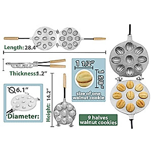 Walnut Cookie Mold (Oreshek) Maker 9 Halves Nuts Big Oreshki Russian Soviet Cookies Pastry