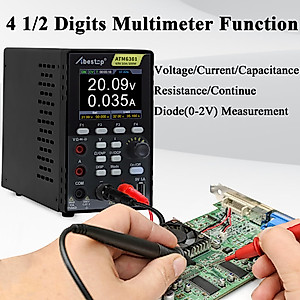 2 in 1 DC Power Supply Multimeter 60V/ 10A Benchtop Power Supply Multiple Protections 2.8" LCD USB Charging (60V/10A/300W/ATM6301)
