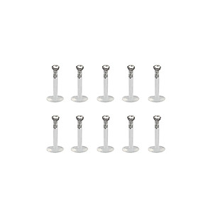 Ruifan 10PCS 16G Clear UV Flexible Acrylic 2mm Clear CZ Gem Labret Monroe Lip Ring/Tragus/Helix/Cartilage Earring Stud Barbell,8mm Bar Length Body Piercing Jewelry
