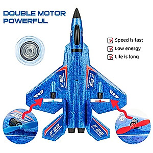 RC Plane, F22 RC Airplane Fighter Ready to Fly, 2.4Ghz 2 Channel Remote Control Plane, RC Airplanes Toy for Boys Girls Kids Beginners
