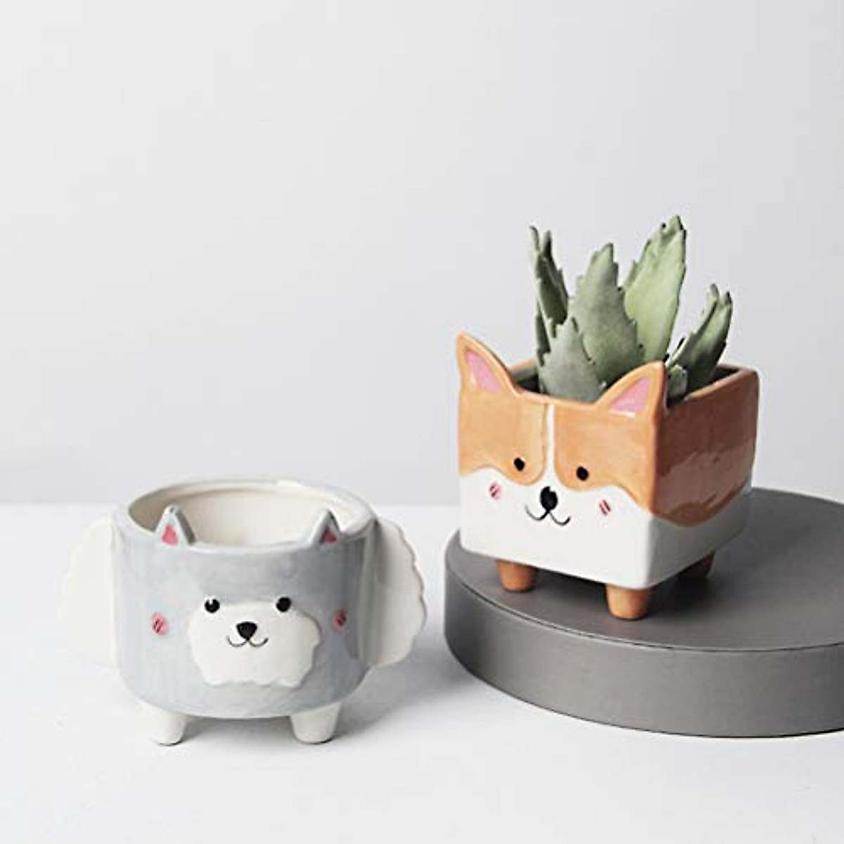1pc outdoor planter dog flower planter containers porcelain flower planter ceramic cactus plant pots cartoon pots mini vases for flowers Ceramic Pot for Succulent pet decorations