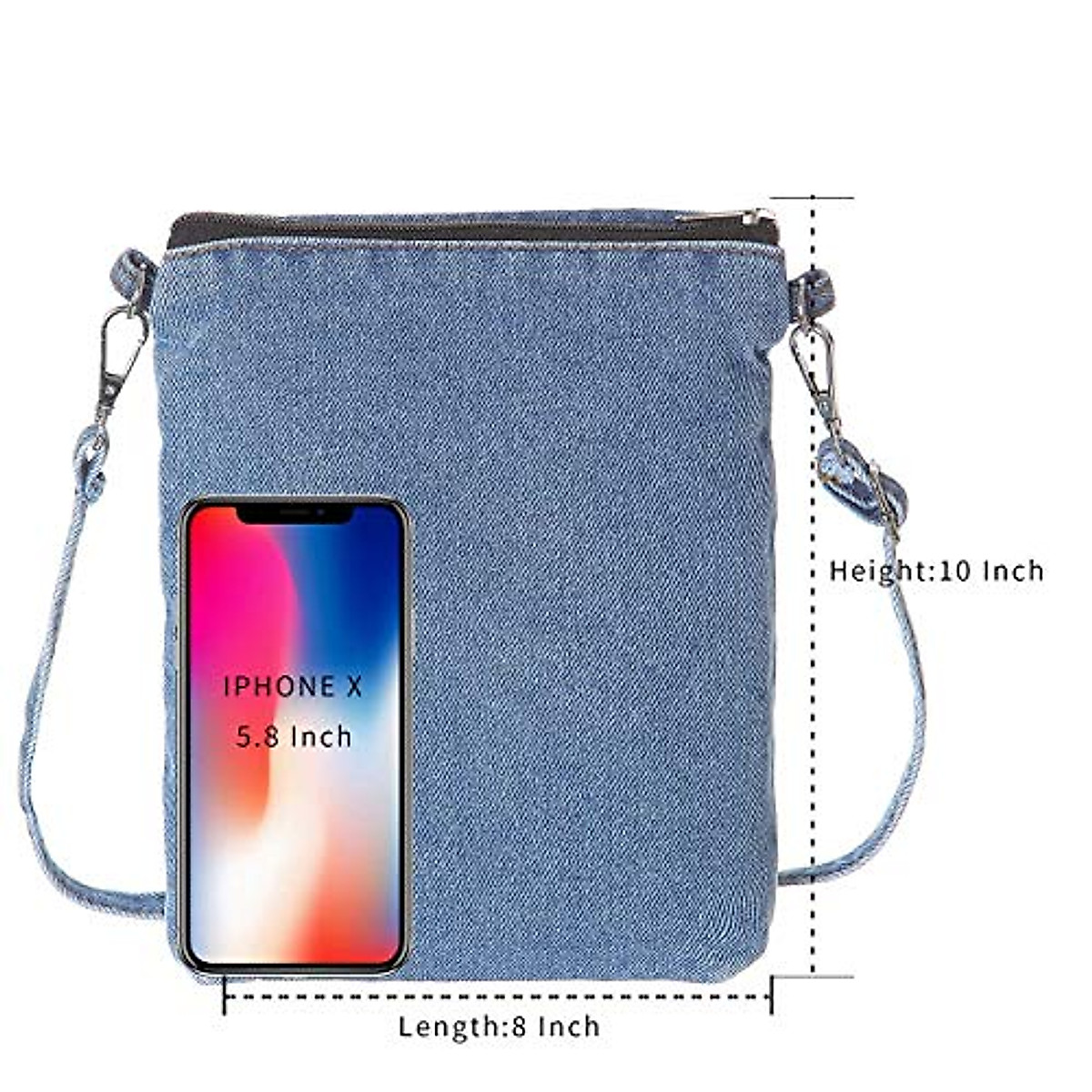 AOCINA Small Denim Purse Blue Jean Purse Denim Crossbody Bags for Women Small Purse for Teenager girls(C-Light Blue)