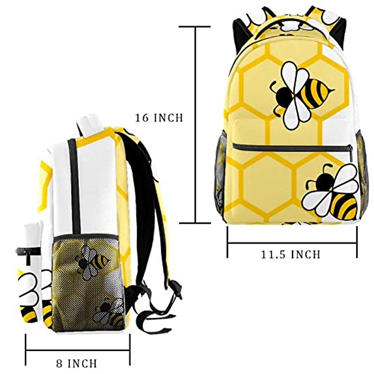 School Backpack Travel Backpack,Boy Girl Backpack,cartoon honey bees,Outdoor Sports Rucksack Casual Daypack