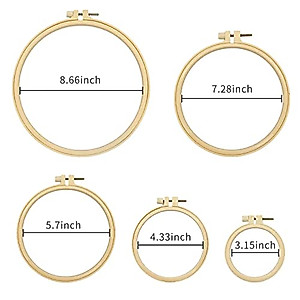 VITKSTAR Embroidery Hoop 5pieces 3 inch to 8 inch Plastic Embroidery Hoop Set Circle Cross Stitch Hoop for Embroidery and Cross Stitch (Multicolour) (Multicolour) (Light Yellow)