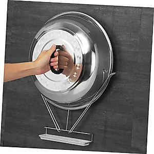 Holibanna 1 Pc Wall Mounted Pot Lid Rack pan lid mounted hanger wall mount drying clothes rack pan cover rack Kitchen clothes hanger stand Pot Cover Rack Storage Stainless steel wall bracket