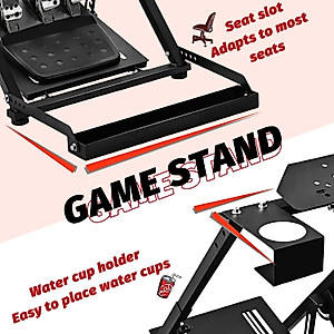 Supllueer Foldable Racing Wheel Stand with Seat Slot Fit for Logitech G25 G27 G29 G920 G923,Thrustmaster T248 T300RS T300 T500,Fanatec,Steering Wheel Stand,No Wheel,Shift,Pedals,TV