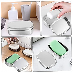 Zerodeko 4pcs Box Soap aluminum box storage bin with Aluminum Storage Cans small tins with lids empty tin Packaging Case cookie jars with lids travel soap holder Aluminum Cans Metal leaf