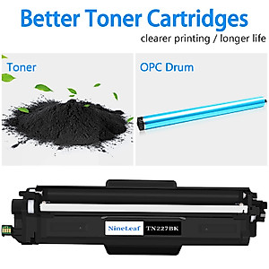NineLeaf Compatible Toner Cartridge Replacement for Brother TN227 TN-227 TN-227BK TN227BK Work with HL-L3230CDN HL-L3290CDW DCP-L3550CDW MFC-L3770CDW HL-L3210CW Printer (2 Pack Black)