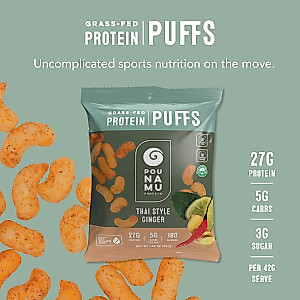 Pounamu Protein Puffs | Sample, Variety Pack | 27g Grass-Fed, Free-Range New Zealand Dairy Protein and 180 calories per bag | Delicious gourmet flavors | 1.48 Ounce (42g) x 4 pack