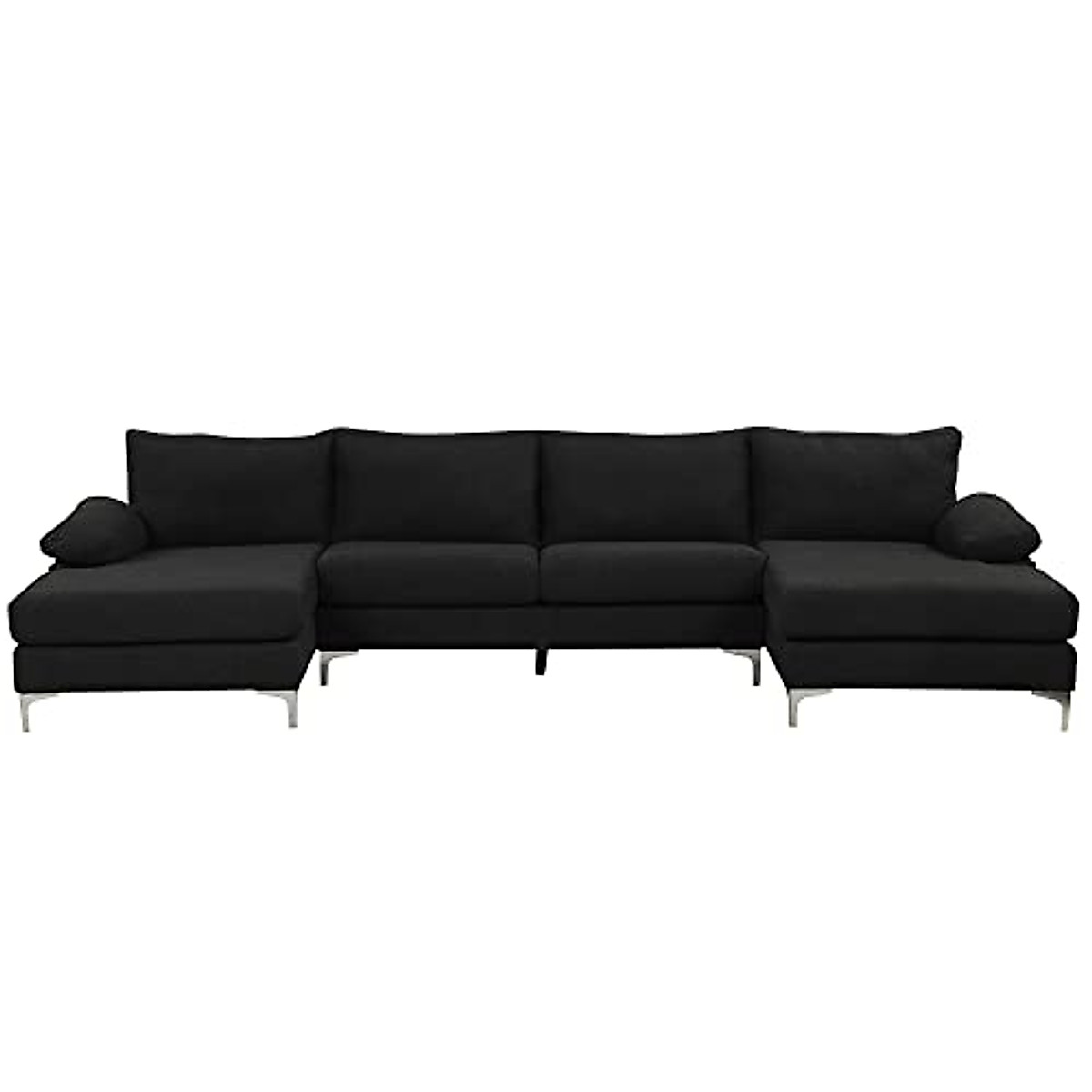 Casa Andrea Milano Modern Large Boucle U-Shape Sectional Sofa, Double Extra Wide Chaise Lounge Couch, Black