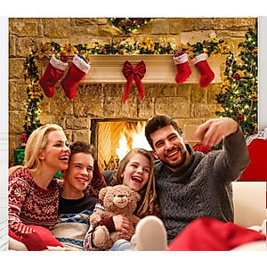 SJOLOON 7x5ft Christmas Photography Backdrops Child Christmas Fireplace Decoration Background for Photo Studio (11209)