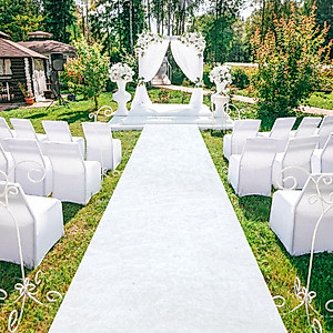 ROMANKAS White Aisle Runner for Wedding Ceremony Velvet Aisle Runner Rug 5x20FT Carpet Runner for Parties Wedding Carpet Runner Runway Rug Rustic Walkway Rug for Hallway Prom Party Aisle Ornament