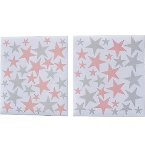Stars Reusable Wall Decal - Pink & Grey (66 Pcs)| Pink Stars Wall Decal | Gray Stars Wall Stickers | Outer Space Birthday | Star Wall Decal | Pink Wall Decal